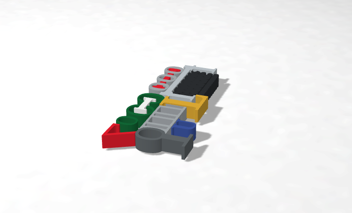 Codeblock design train entirely made out of text - Tinkercad