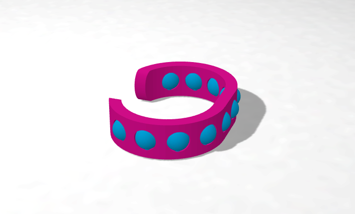 Codeblock design Parametric Cuff Bracelet with Spherical Beads - Tinkercad