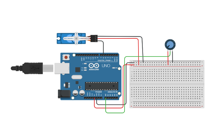 Circuit Design Servo Motor Control Using Potentiometer Tinkercad