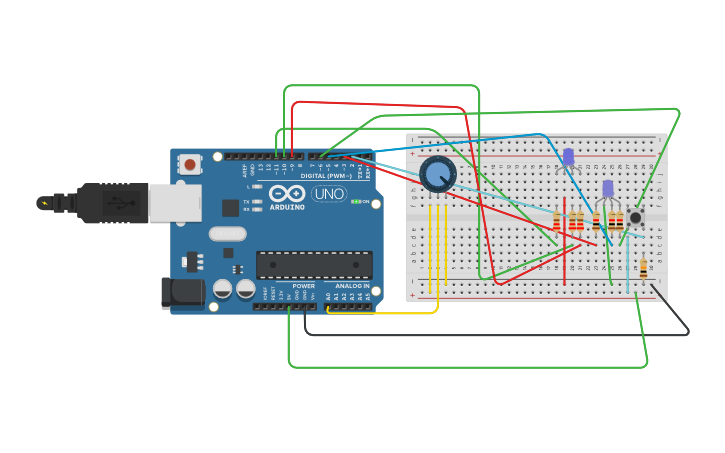 Circuit design bouton-poussoir | Tinkercad