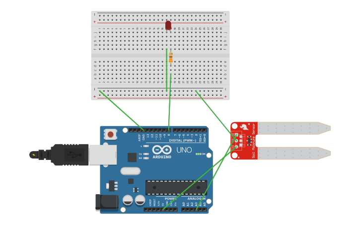 Circuit design Proyecto 13 Sensores de agua - Tinkercad