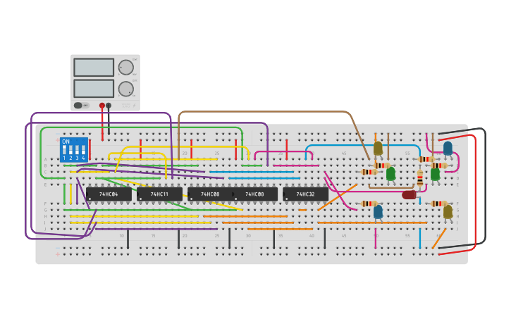 Circuit design Task 3: Digital Dice Decoder - Tinkercad