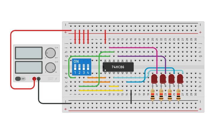 Circuit design Binary to Gray Code Converter | Tinkercad