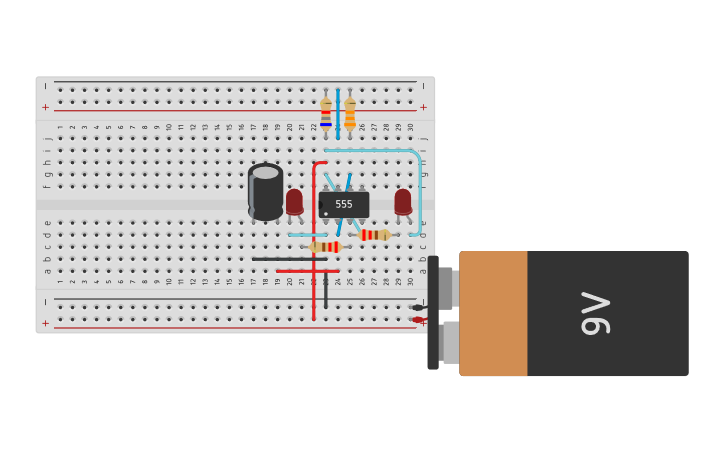 Circuit design railroad lights - Tinkercad