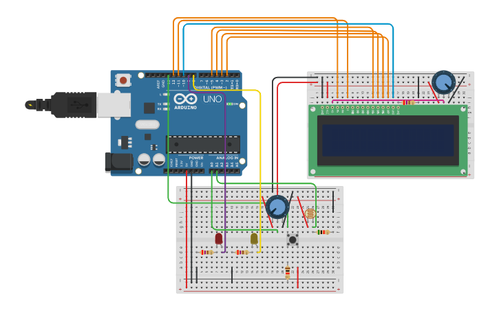 Circuit design Lux & Humidity Meter - Tinkercad