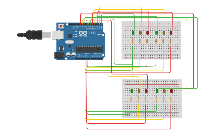 Circuit design Incrocio semafori - Tinkercad