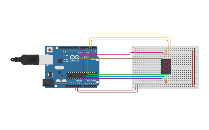 Circuit design Display 7 segmentos | Tinkercad Circuit design Display 7 segmentos | Tinkercad
