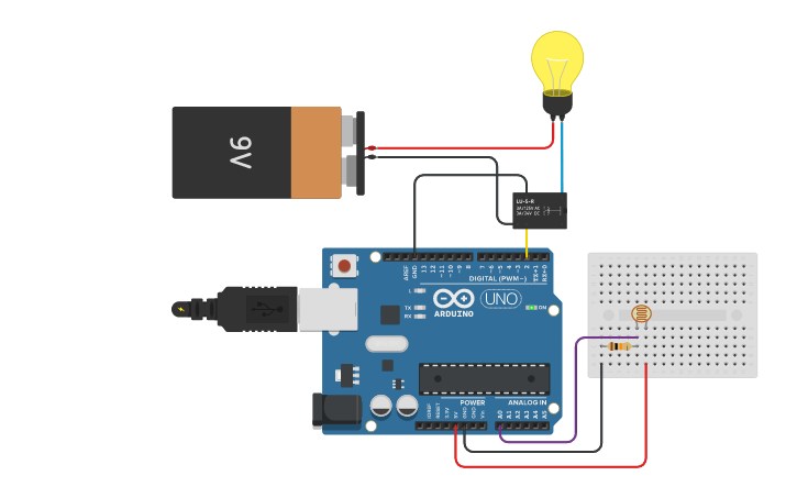 Circuit design Punto 2: fotoresistencia - Tinkercad