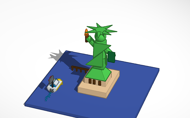 3D design statue of liberty and boat | Tinkercad