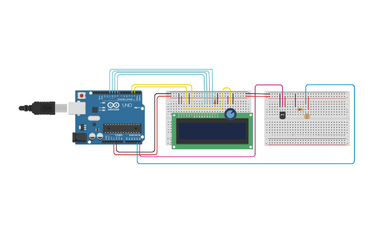 Circuit design LCD interface - Tinkercad