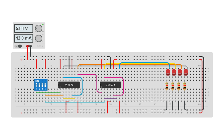 Circuit design Down Counter - Tinkercad