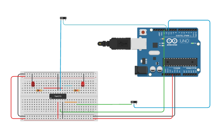 Circuit design 74H73 - Tinkercad