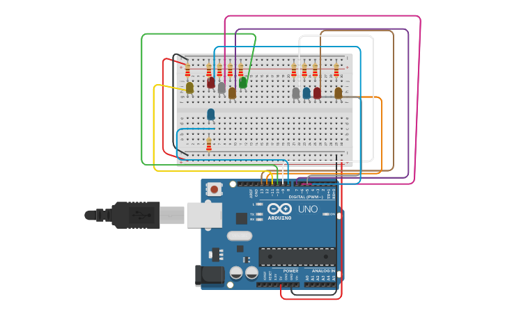 Circuit design Circuito en clase - Tinkercad