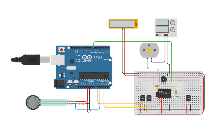 Circuit design solar heating system Controller - Tinkercad