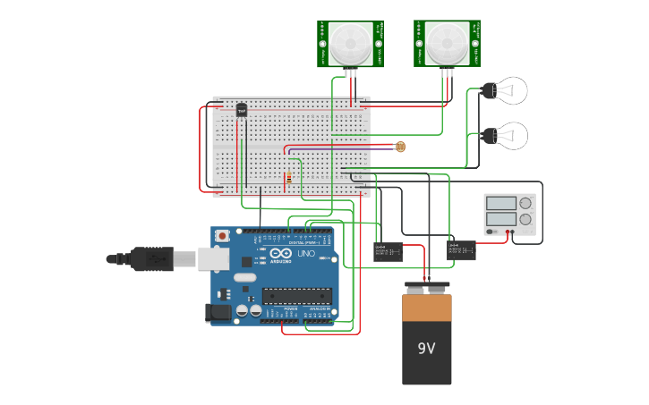 Circuit design Automatic Room Lighiting | Tinkercad