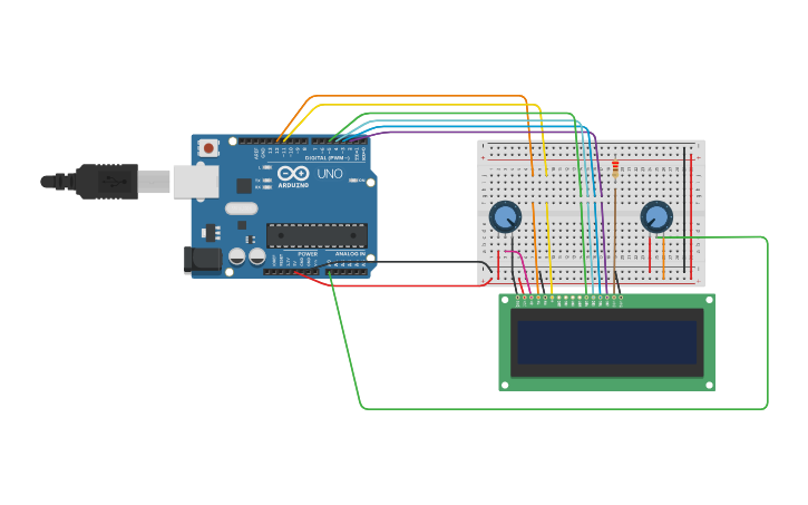 Circuit design simulasi Arduino menggunakan LCD - Tinkercad Circuit design simulasi Arduino menggunakan LCD - Tinkercad