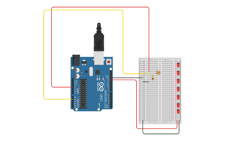 Circuit design LDR Sensor | Tinkercad