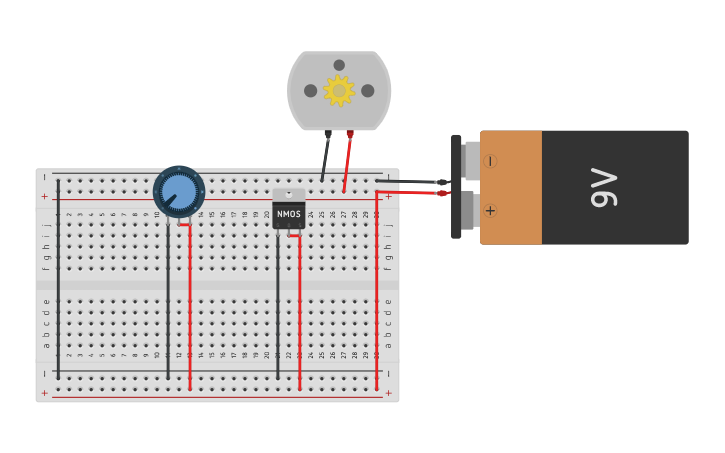 Circuit design Transistor de voltaje con motor - Tinkercad