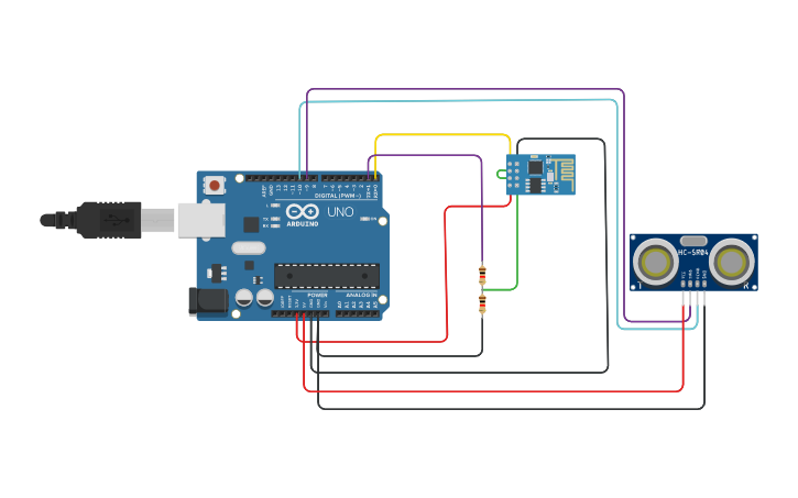 Circuit design Esp8266 with Thingspeak cloud - Tinkercad