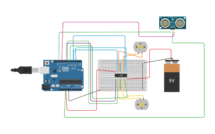 Circuit design Obstacle Avoidance Robot - Tinkercad