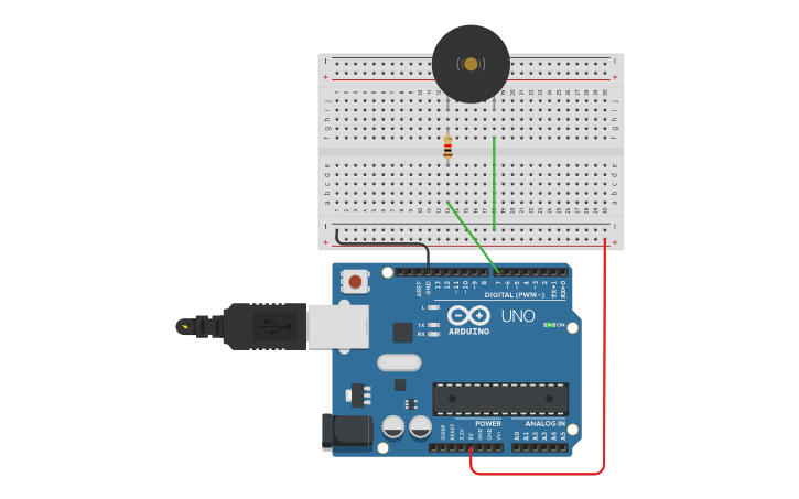 Circuit design Buzzer - Tinkercad