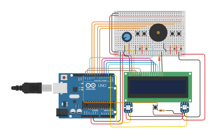 Circuit design Copy of Arduino-UNO-Ping-Pong-Game-v2.0 - Tinkercad