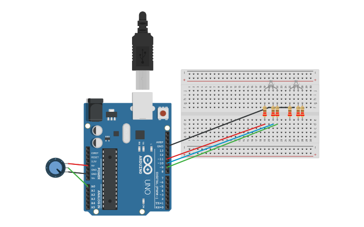 Circuit design LED strip Light - Tinkercad