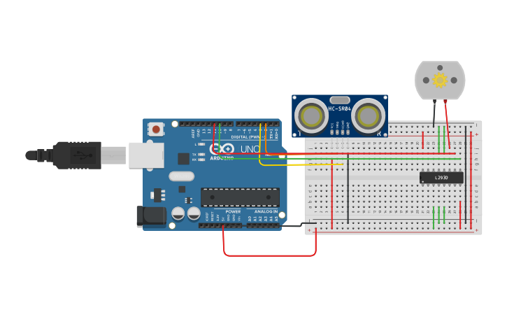 Circuit design ULTRASONIC SENSOR - Tinkercad