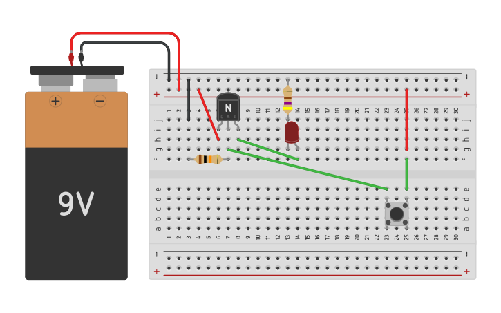 Circuit design basic touch using transistor - Tinkercad