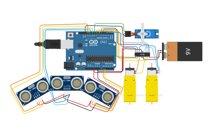 Circuit design Smart Automatic Vehicle - Tinkercad