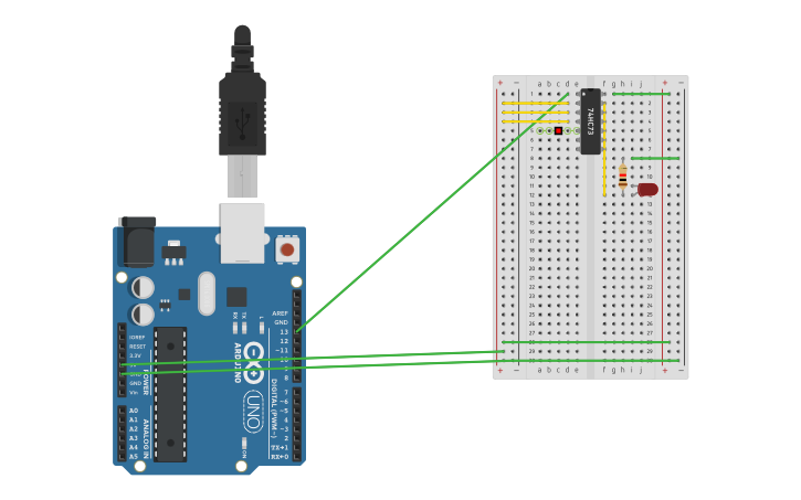 Circuit design IC-74HC73 - Tinkercad
