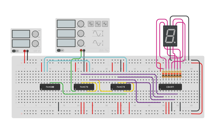 Circuit design Decade Counter - Tinkercad