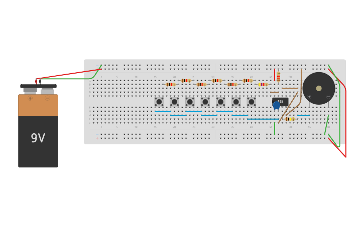 Circuit design Piano with 555 timer - Tinkercad