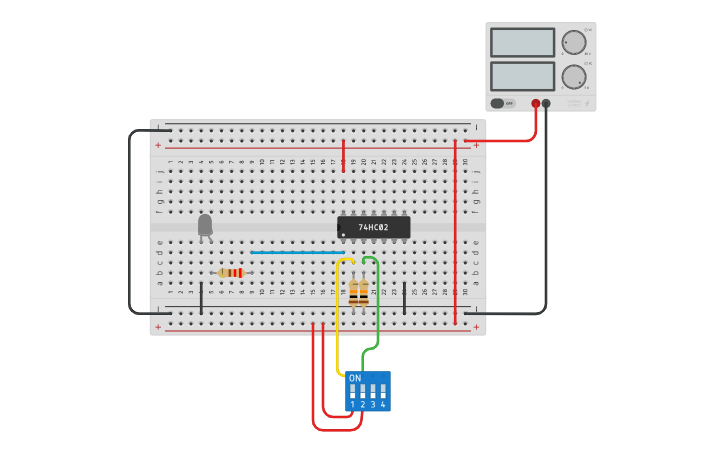 Circuit design Placa lógica NOR - Lívia Moreno - Tinkercad
