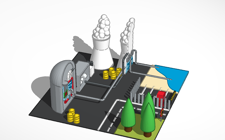 3D design Nuclear power plant original - Tinkercad