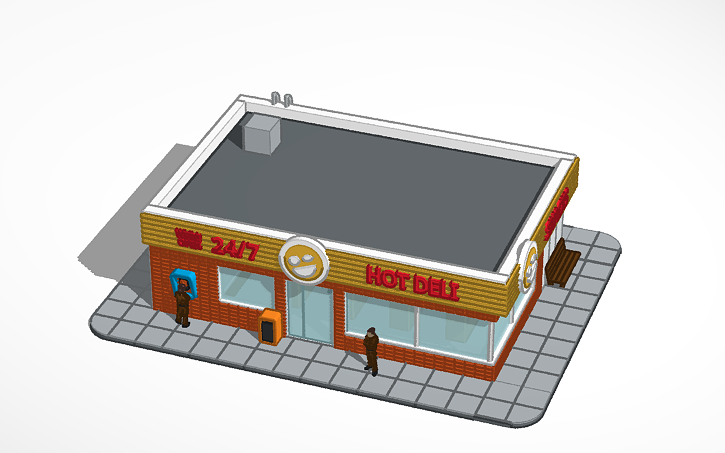 3D design Z scale convenience store + phone booth - Tinkercad