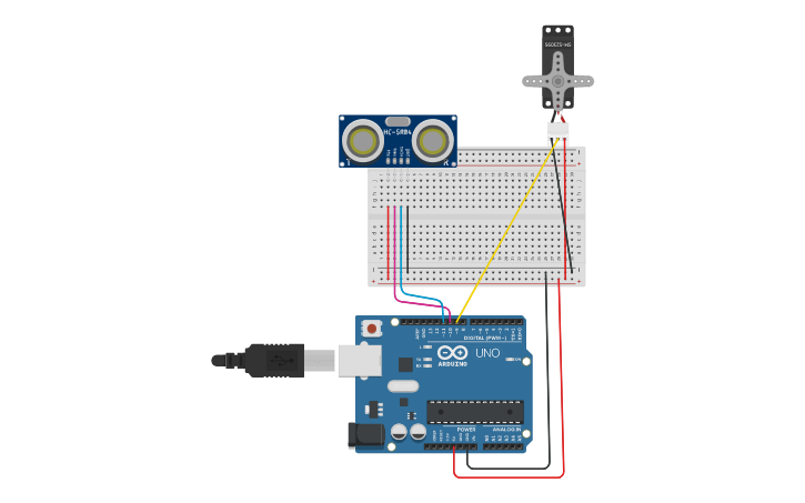 Circuit design Automatic hand sanitizer dispenser | Tinkercad