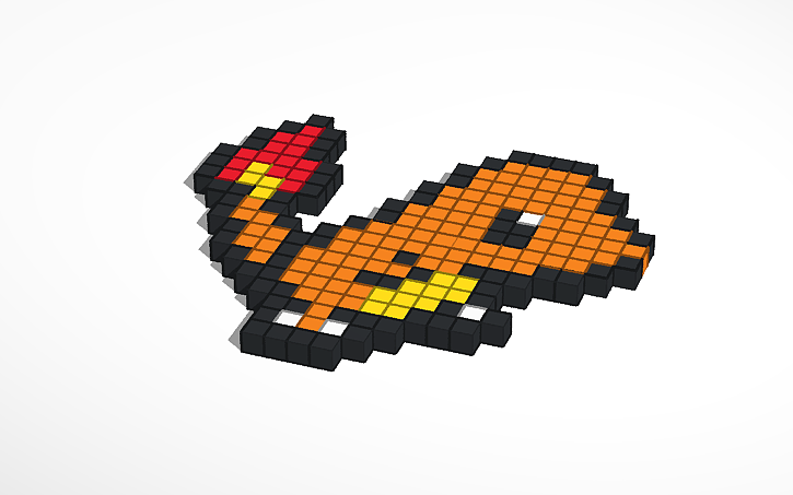 3D design Charmander Pixel Art - Tinkercad