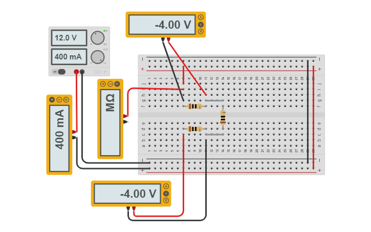 Circuit design circuito en serie con resistencias iguales - Tinkercad