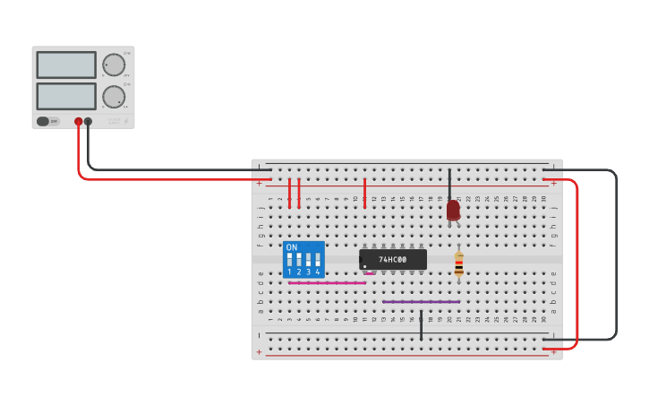 Circuit design NOT Gate using NAND - Tinkercad