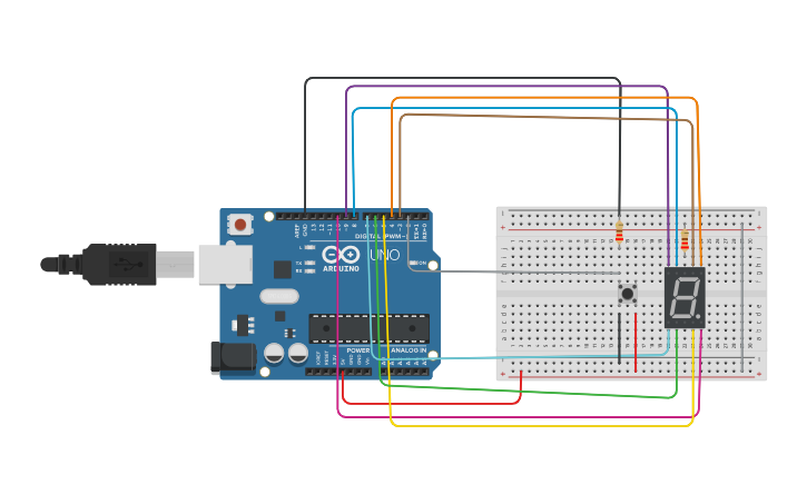 Circuit design 123210158 - Seven Segment - Tinkercad