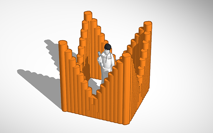3D design strange man in box - Tinkercad