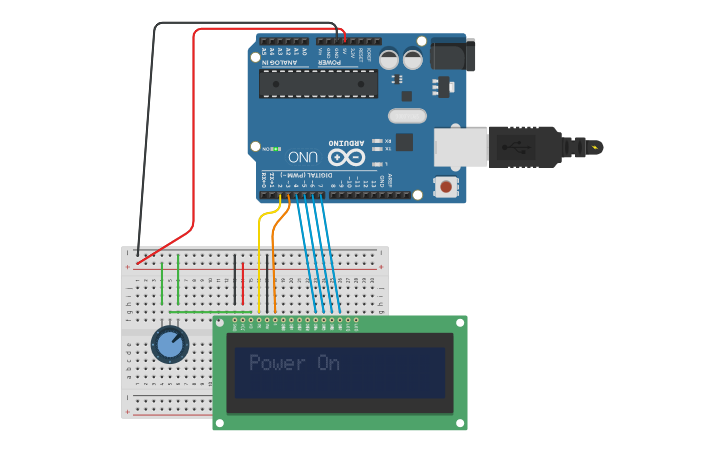 Circuit design LCD 16x2 | Tinkercad