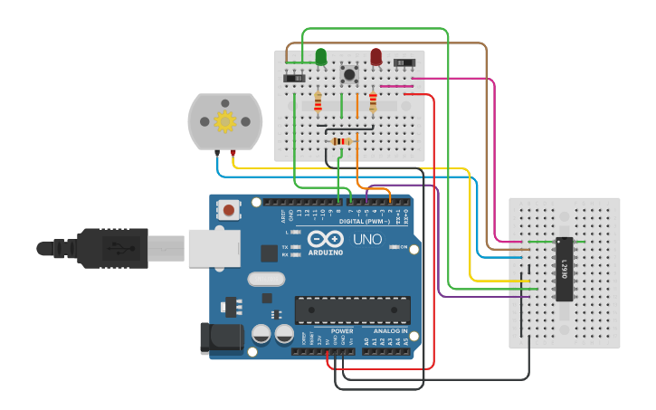 Circuit design L293D DC Motor Controller - Tinkercad