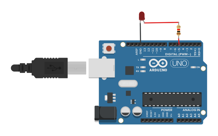Circuit design LED blinking code - Tinkercad