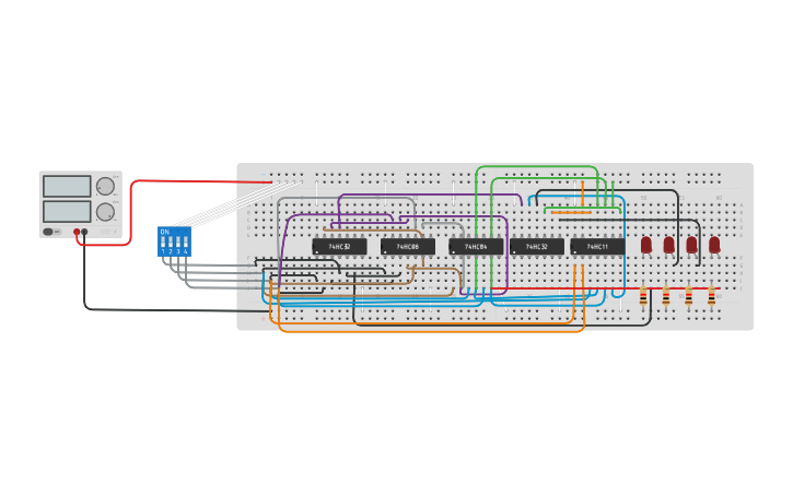 Circuit design bcd to xs3 - Tinkercad