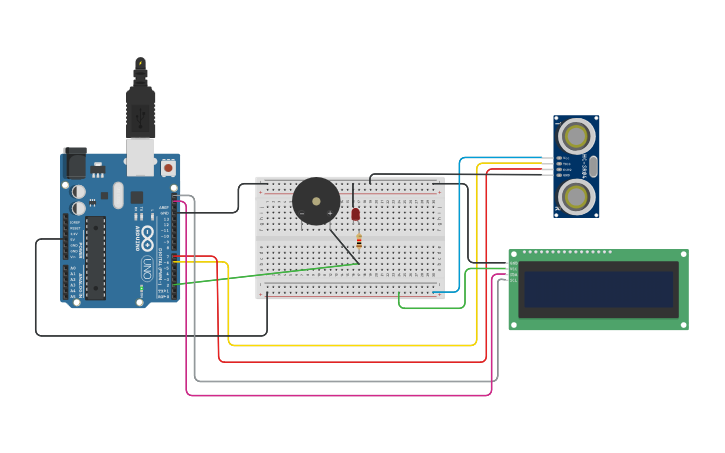 Circuit design Practical 5: Ultrasonic Distance Sensor - Tinkercad