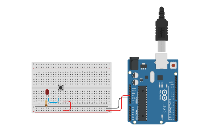 Circuit design 01 LED Circuit with Switch - Tinkercad