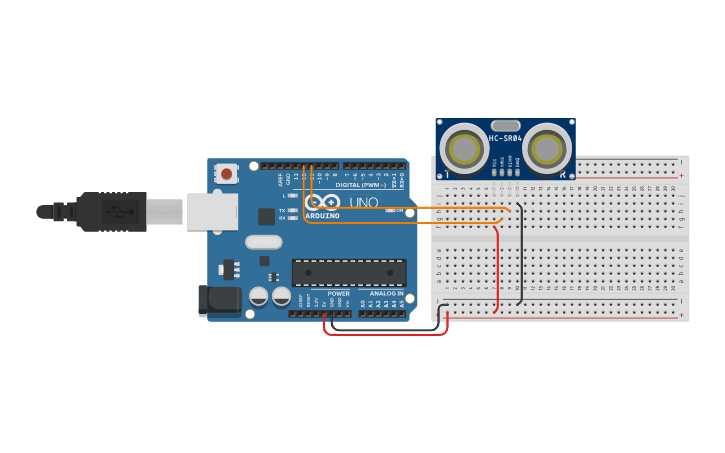 Circuit design Ultrasonic Arduino | Tinkercad
