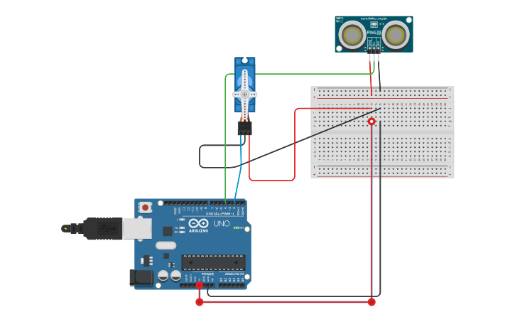 Circuit design cerrador de puertas automáticos - Tinkercad